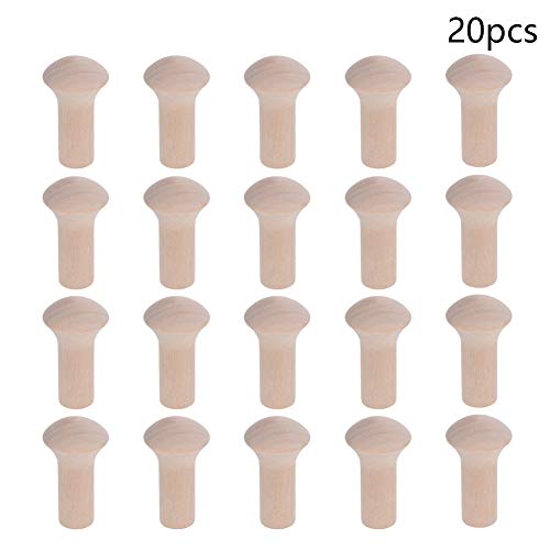 MroMax Natural Wooden Coat Hooks Wall Mounted -Vintage Single Organizer Hangers,Handmade Craft Hat Rack Pack of 20pcs