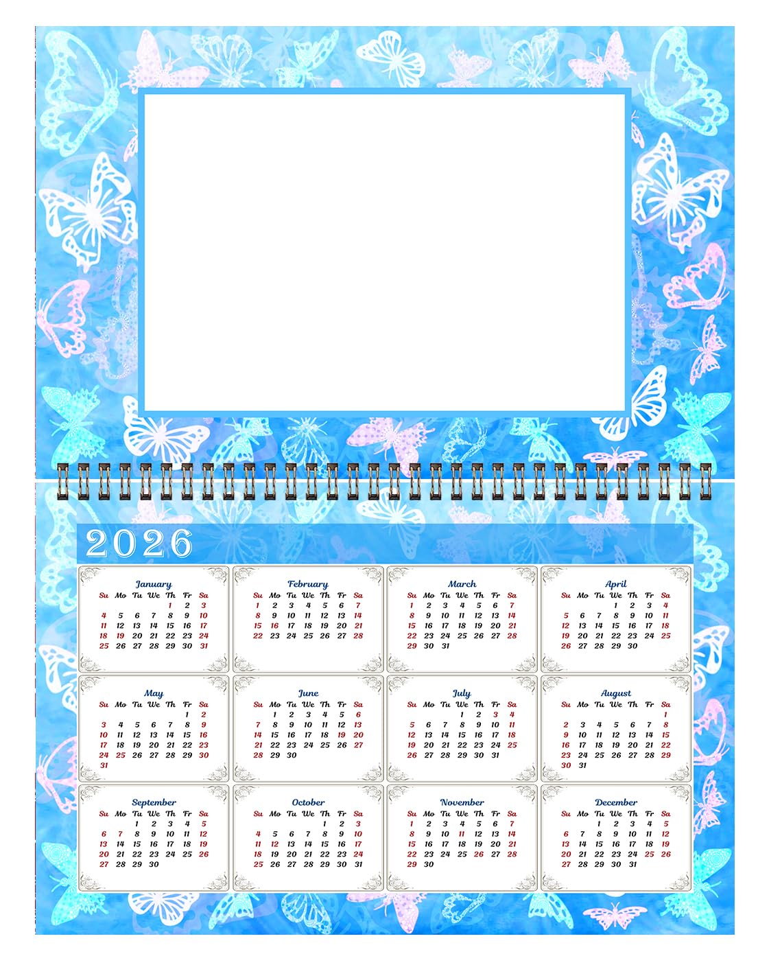 2025 Photo Frame Wall Spiral-bound Calendar (Add Your Own Photos) - 12 Months Desktop/Wall Calendar/Planner - (Edition #08)