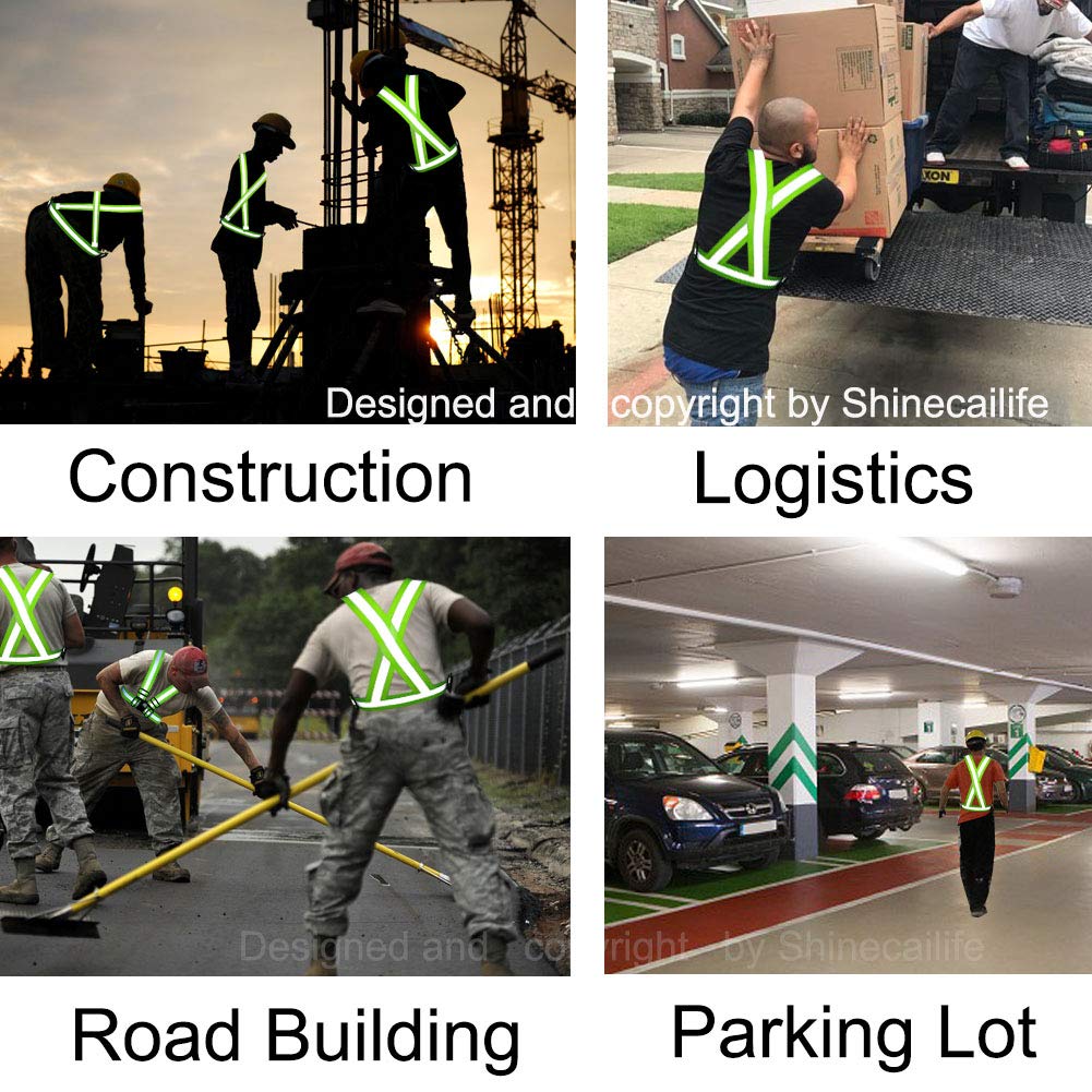 Shinecailife Extra Wide/Big High Visibility Safety Reflective Vest,2" Wide Strap,0.8" Wide Reflective Strip,Adjustable,Elastic for Safety Running,Construction,Cycling,Walking,Size 4-22(S-2XL)
