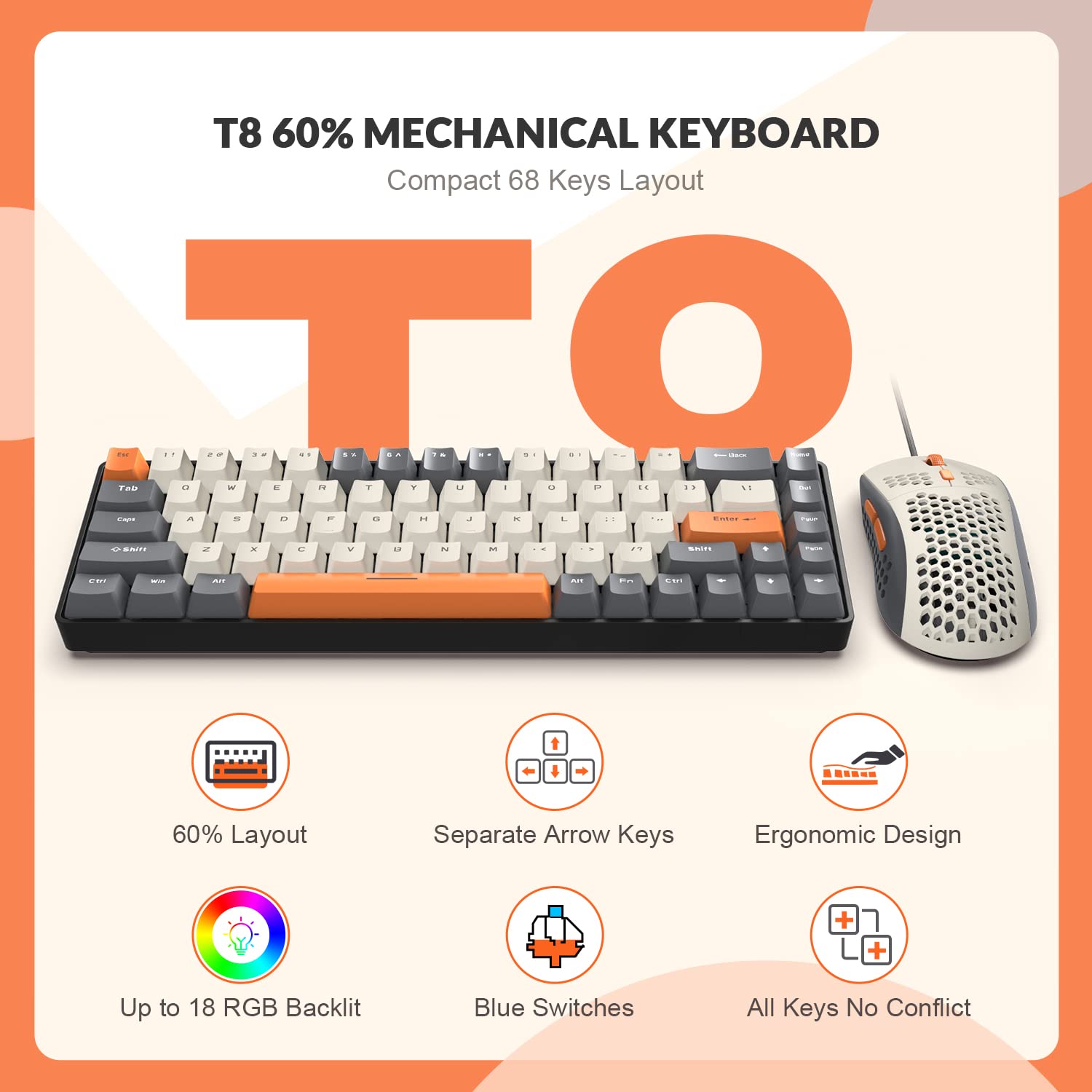 60% Mechanical Gaming Keyboard and Mouse and Mouse pad and Gaming Headset,4 in 1 Wired 68 Keys LED RGB Backlight Bundle for PC Gamers,Xbox,PS4 Users (Pink/Blue Switch)