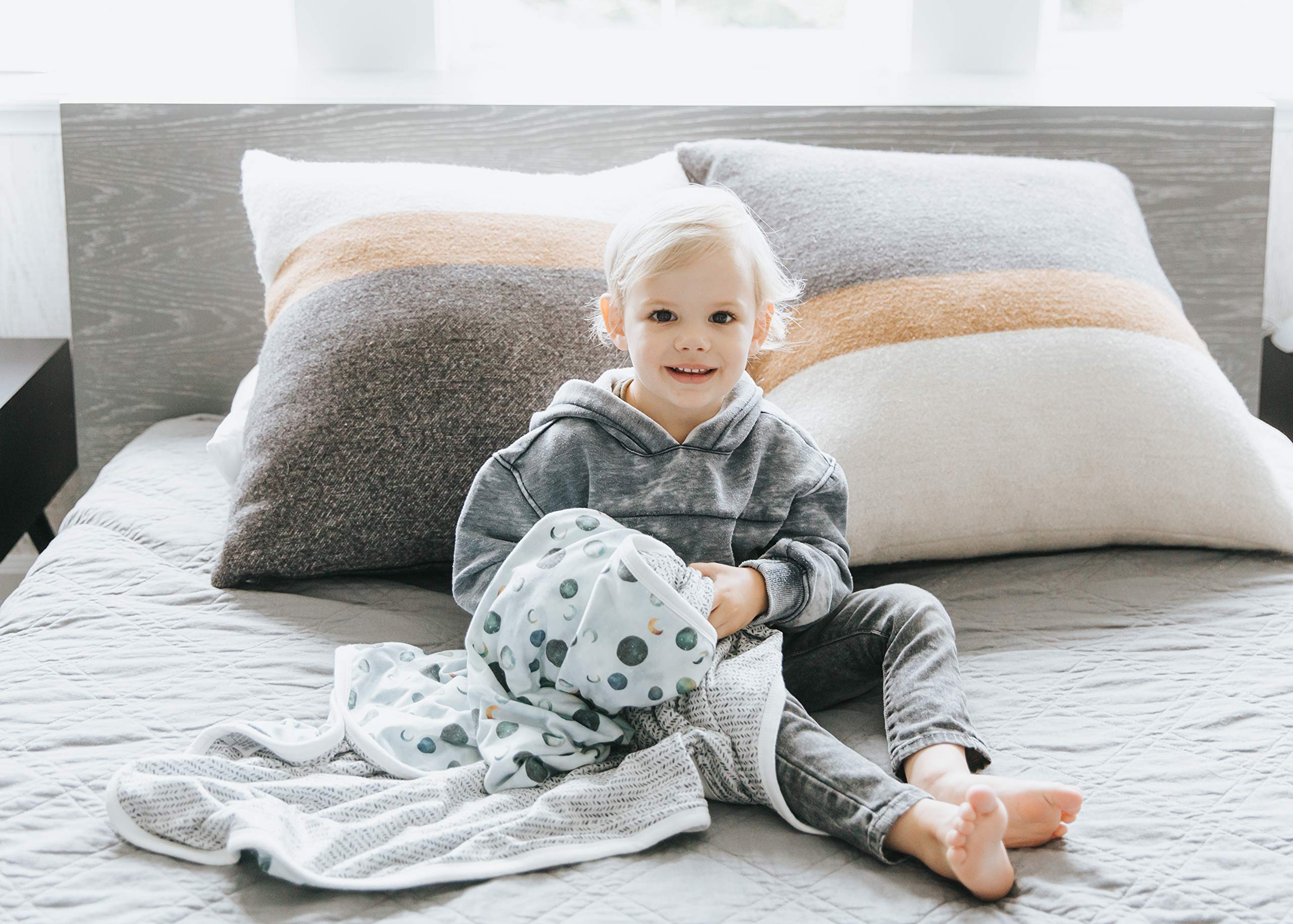 Large Premium Knit Baby 3 Layer Stretchy Quilt Blanket Lunar by Copper Pearl