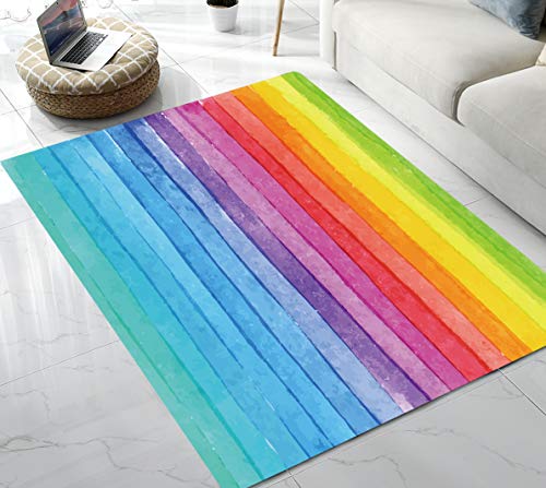 Pretty Color Rainbow Theme Area Rug for Living Room Bedroom Playing Room 5'x6'