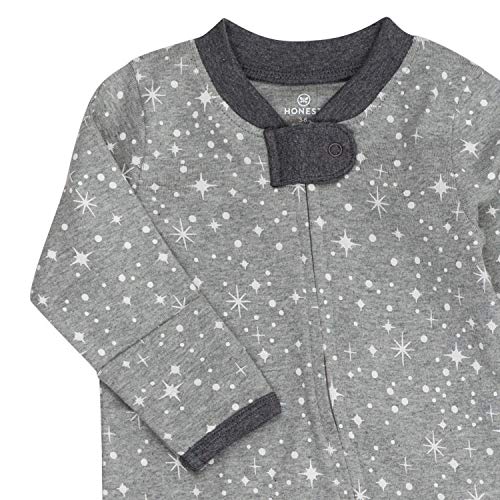 HonestBaby Sleep and Play Footed Pajamas One-Piece Sleeper Jumpsuit Zip-front PJs Organic Cotton for Baby Boys, Unisex, Twinkle Star, 3-6 Months