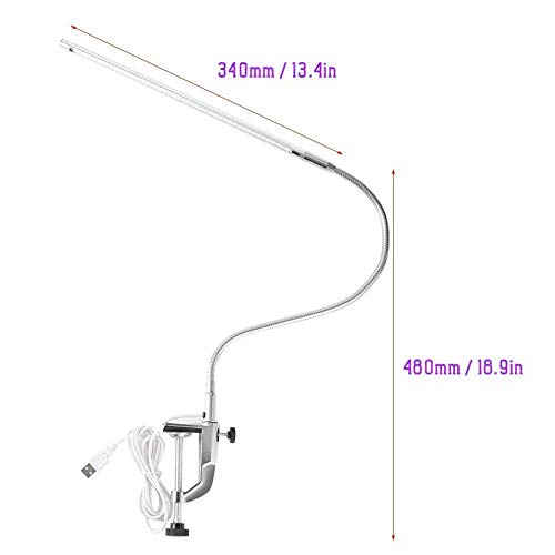 N/C Desk Lamp with Clamp, USB LED Adjustable Clip Nail Desk Light Eye Care GooseNeck 360° Swivel Clamp Light Tool for Manicure Reading Eyebrow Trimming Office Tattoo