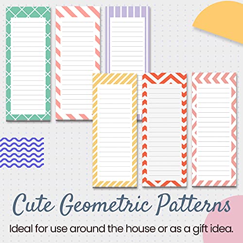 MATICAN Grocery List Magnet Pad for Fridge, 6-Pack Magnetic Note Pads Lists, 60 Sheets Per Pad, 6 Pastel Geometric Patterns, Full Magnet Back to-Do-List Notepads