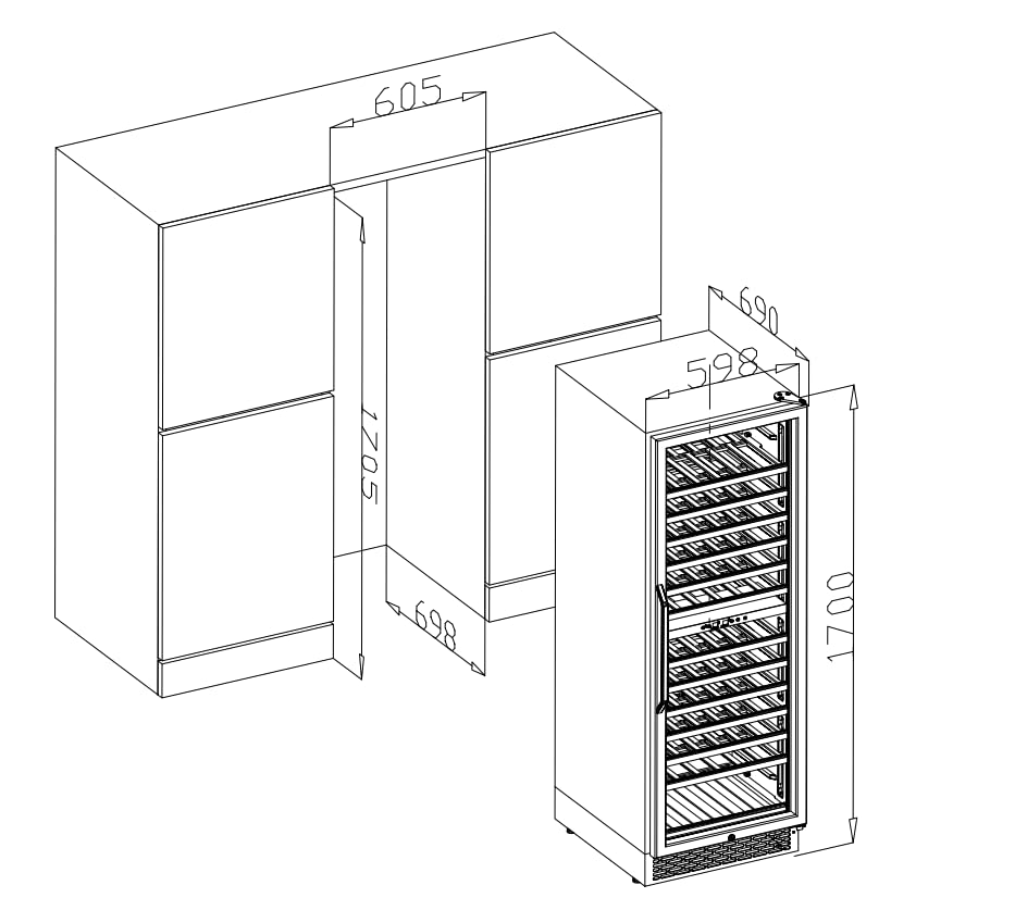 AAOBOSI 24 Inch Wine Cooler Dual Zone, 154 Bottles Wine Refrigerator Built in or Freestanding Wine Fridge 40ยฐF-65ยฐF with Intelligent Temperature Control-Memory Function-Powerful Compressor-Quiet