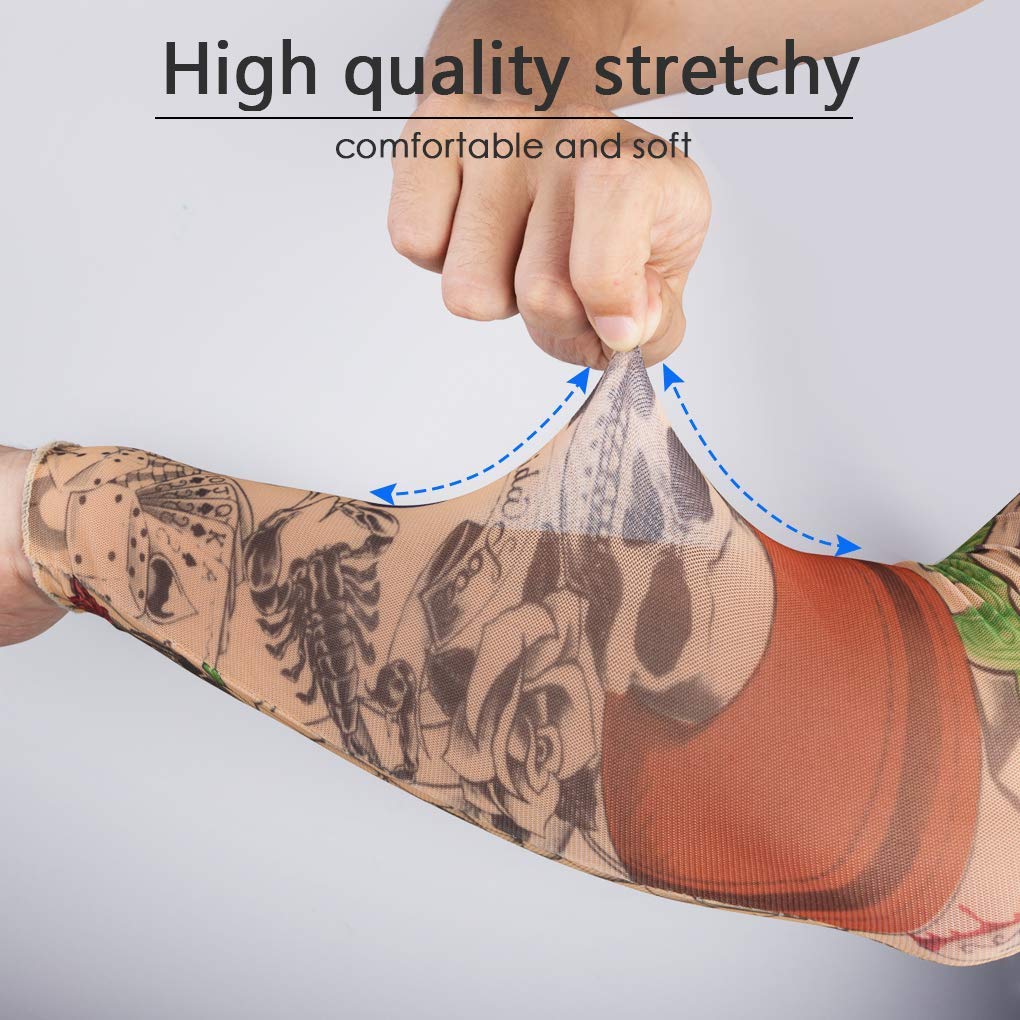 Satisfounder 10 PCS Arts Temporary Tattoo Arm Sunscreen Sleeves Fake Tattoo Cover Up Sleeves