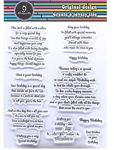 Alinacutle This Card is Filled with Wishes Craft Clear Stamps Happy Birthday Sentiments Stamps, Paper Craft Silicon Stamp for Scrapbooking/Card Making/Paper Art