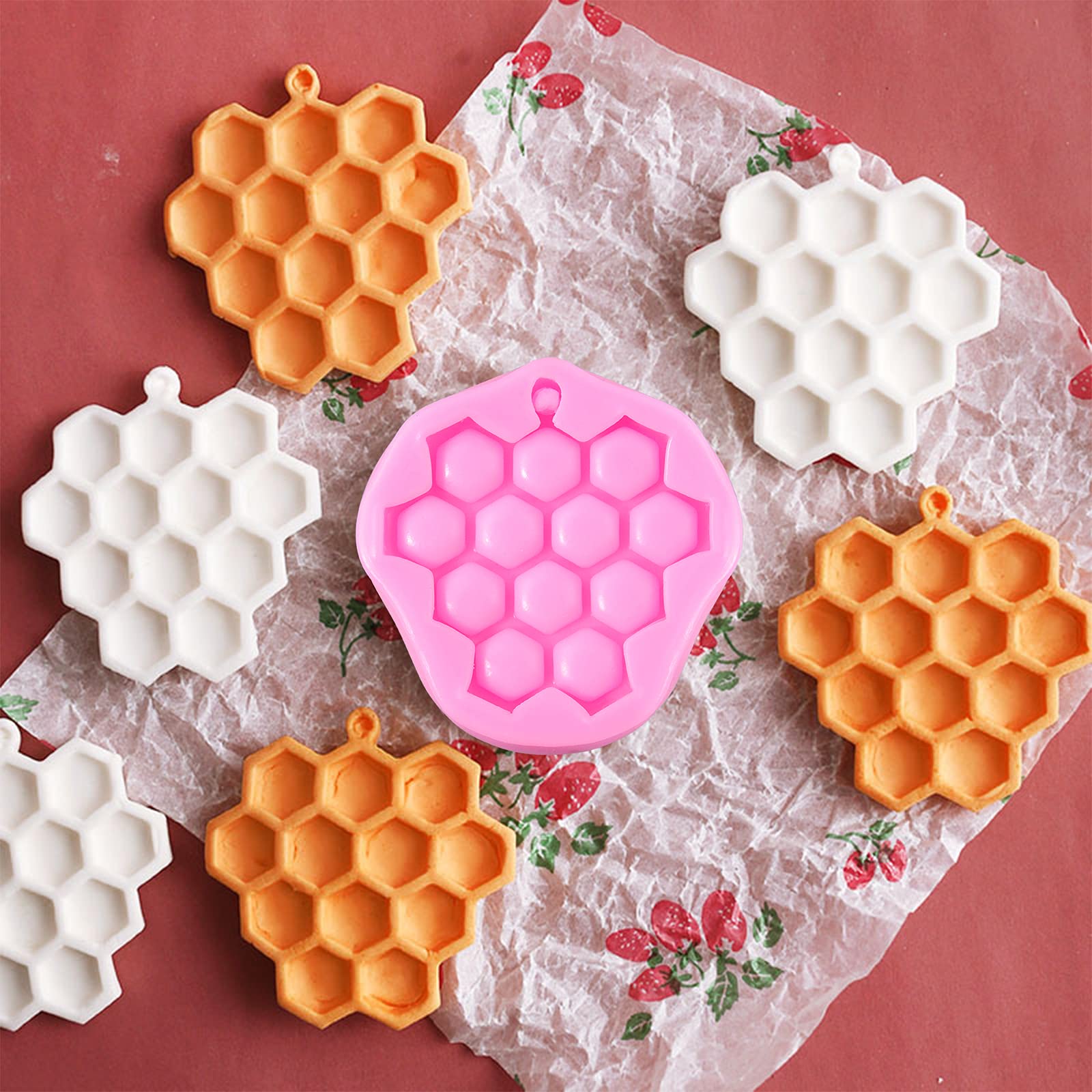 3 Packs 7 Cavity Bumble Bee Silicone Mold Honeycomb Bees Silicone Chocolate Molds Silicone Bee Fondant Mold Beehive Silicone Baking Molds Bee Candy Silicone Mold (Honeycomb Bee)