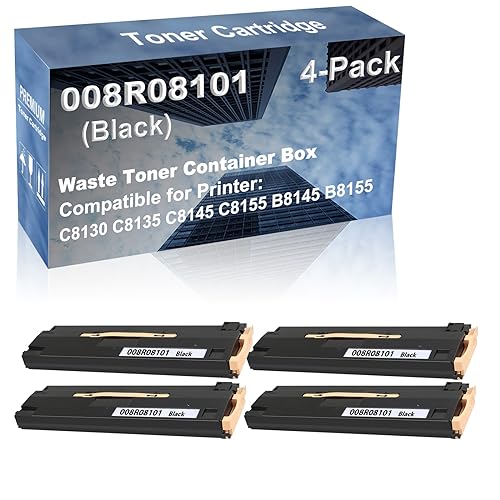 4-Pack Compatible High Capacity C8130 C8135 C8145 C8155 B8145 B8155 Printer Waste Toner Container Box Replacement for 008R08101 Toner Cartridge (Black)