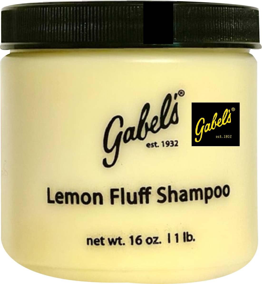 Gabel’s Lemon Fluff Clarifying Shampoo 16oz (2024 new package) Authentic Manufacturer Direct have (Protection seal black logo label) and Black Words Black Cap on the jar (Packed in box)