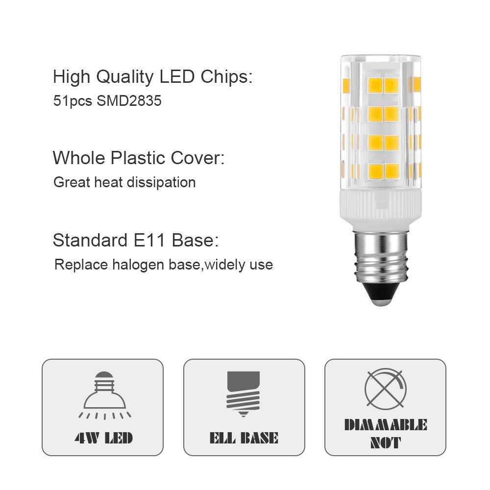 4-Pack LED JDE11 110V Warm White 3000k 40W-50W Equivalent Halogen Replacement Lights Replaces T4 T3 JD e11 Light Bulb.Mini Porcelain Candelabra Base