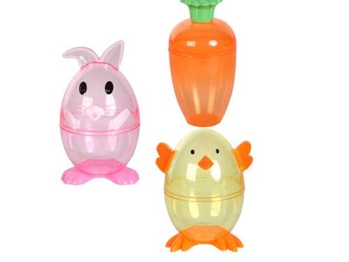 Clear Chick Shaped Easter Eggs 3 Fillable Treat Containers