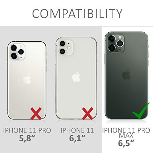 kwmobile Case Compatible with Apple iPhone 11 Pro Max - Crossbody Case Clear Transparent TPU Phone Cover with Metal Chain Strap - Transparent/Silver