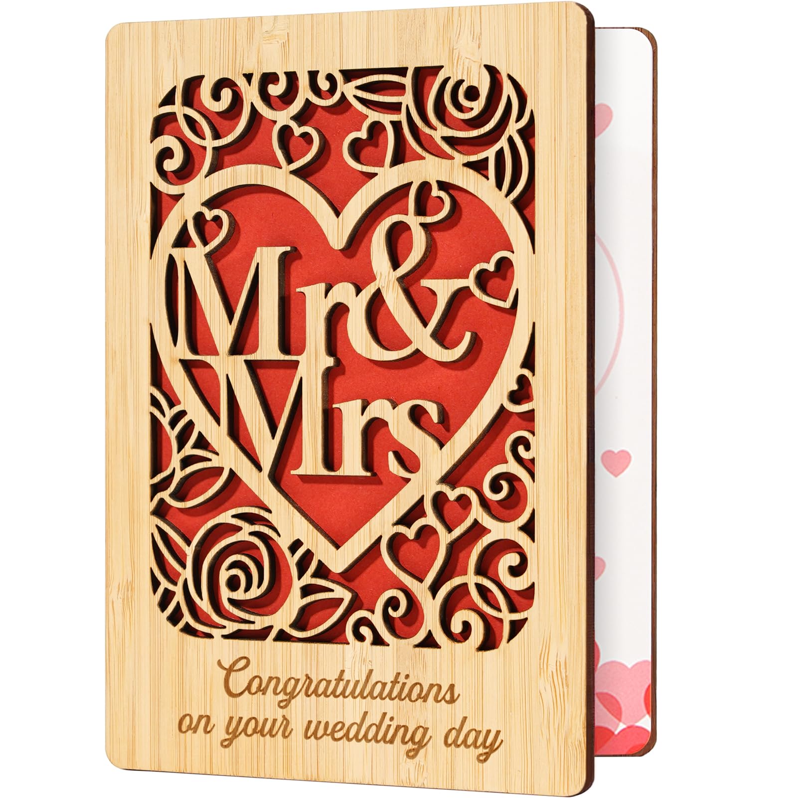GiftChant Wedding Card, Bamboo Wedding Shower Card Gifts for Couples, Funny Bridal Shower Card for Bride To Be, Handmade Wedding Cards Congratulations for Bride and Groom, Mr Mrs Keepsake