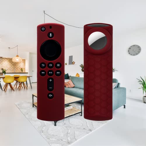 Case for Amazon Fire TV Remote with AirTag Holder | Fire TV Stick Remote Holder with Air Tag | Deluxe Silicone Fire TV Remote Protection | Amazon Remote Anti-Loss System (Red)