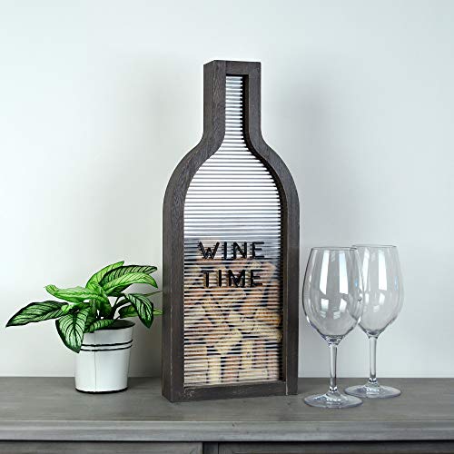 PRINZ Bar Decorative Light Up Wine Bottle Cork Holder Letter Box, Black/Brown