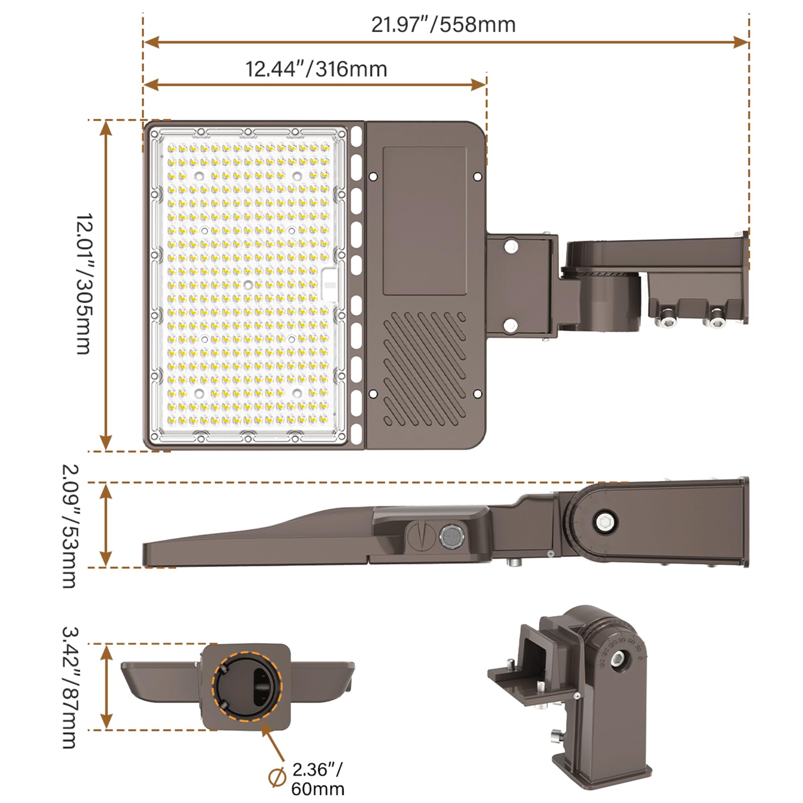 ADUB 480V 150W LED Parking Lot Light 21,000LM, UL Listed LED Shoebox Pole Light 5000K, 300W LED Flood Light ETL Listed, 42,000LM Bright LED Stadium Light