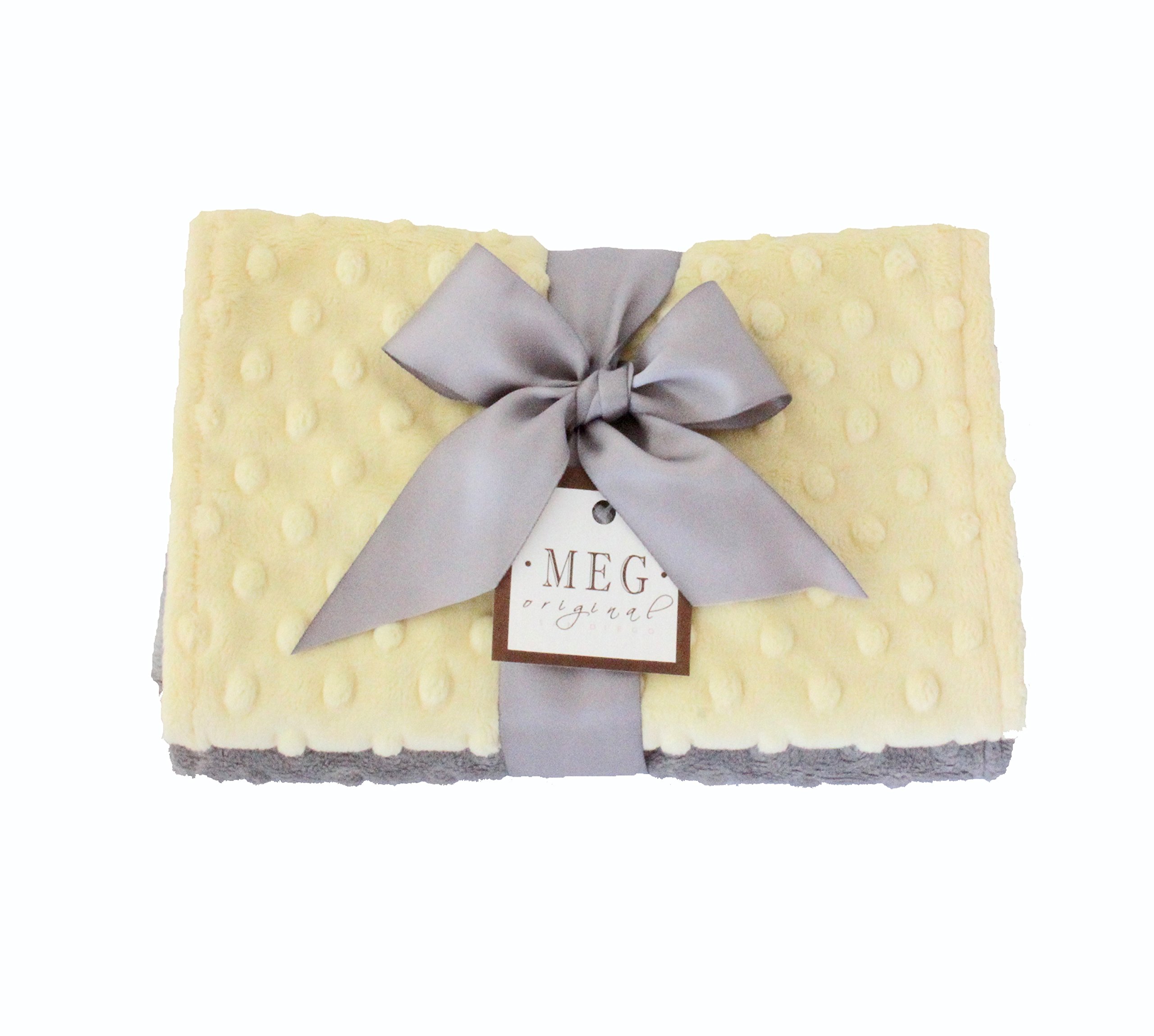 MEG ORIGINAL Baby Gray Minky Dot Burp Cloths, Set of Two (Gray & Yellow)