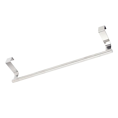 Cabilock 1pc Cabinet Door Hook Over Door Towel Bar Metal Organizer Shelf Storage Hooks Towel Bar with Hooks Bathroom Shelf Towel Rod for Bathroom Stainless Steel Silver Towel Rack Metal Set