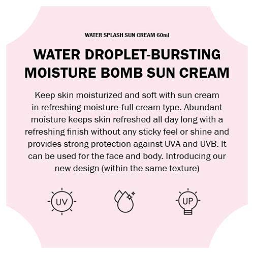 ESPOIR Water Splash Sun Cream Original 60ml SPF50+PA+++ | Water Droplet-Bursting Moisture Bomb Sunscreen For a Refreshing Feeling Up While Keeping the Moisture | Korean Makeup