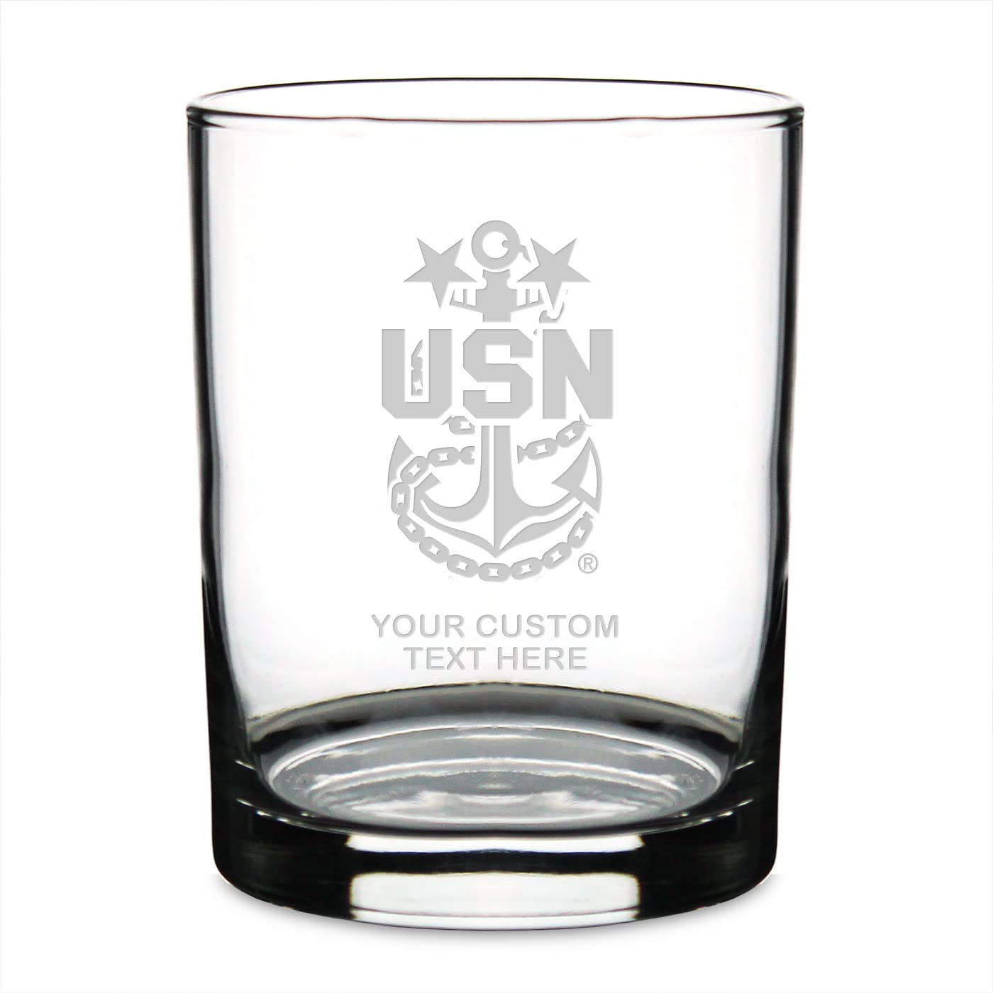 7.62 DESIGN Personalized U.S. Navy Master Chief Petty Officer 14 oz. Double Old Fashioned Glass