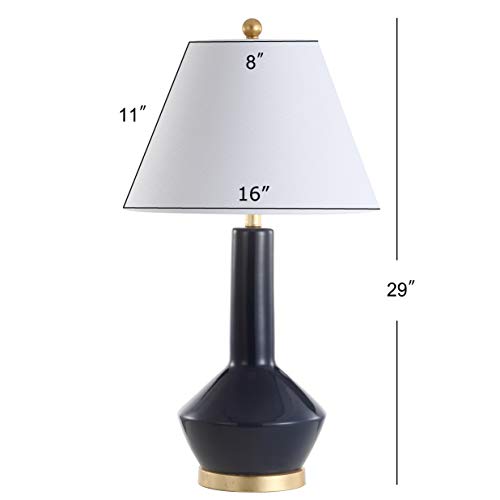 JONATHAN Y JYL6207A Copenhagen 29" Ceramic/Metal LED Table Lamp Contemporary Transitional Bedside Desk Nightstand Lamp for Bedroom Living Room Office College Bookcase LED Bulb Included, Navy