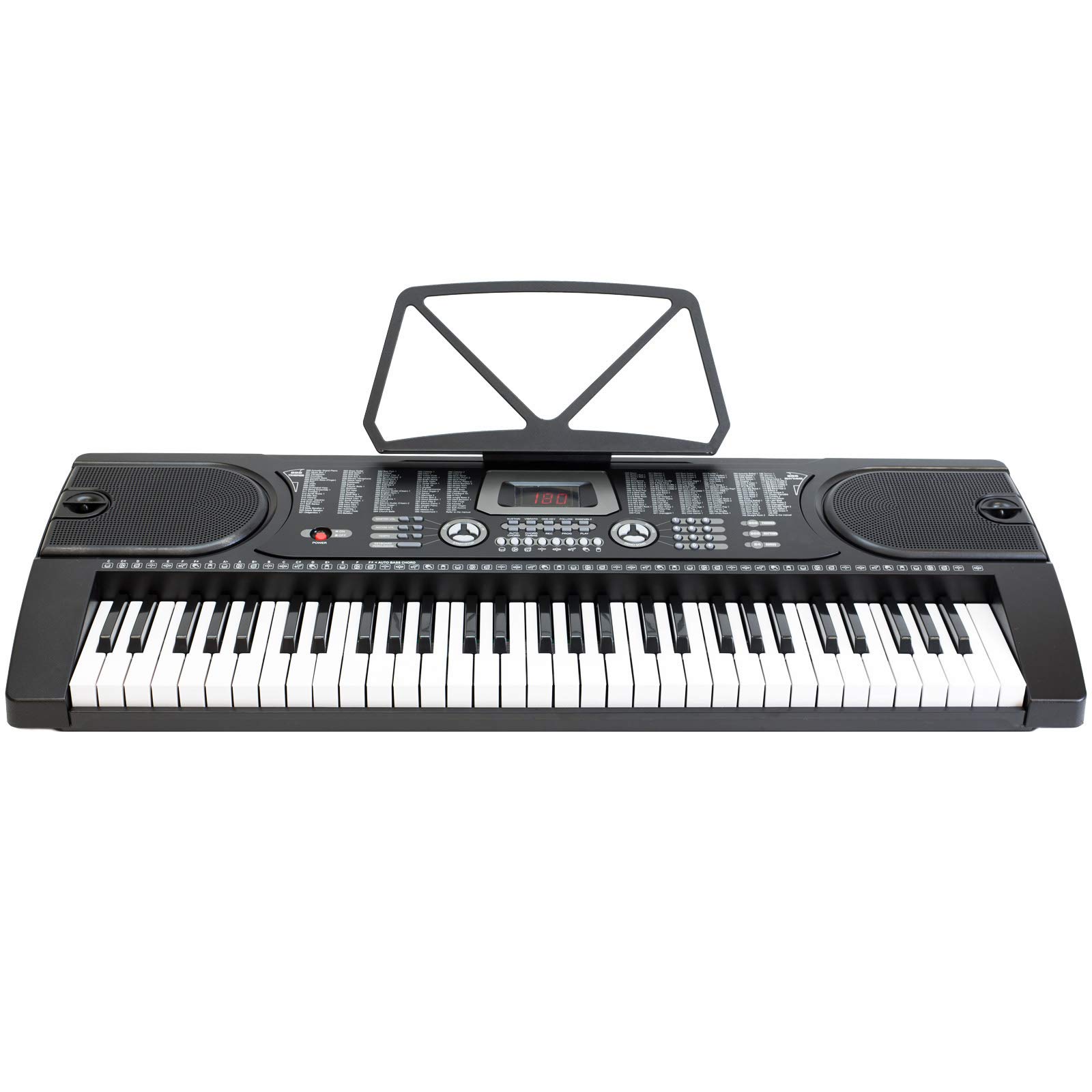 61-Key Electronic Piano Keyboard with 7-Position Adjustable Stand & Microphone - Black