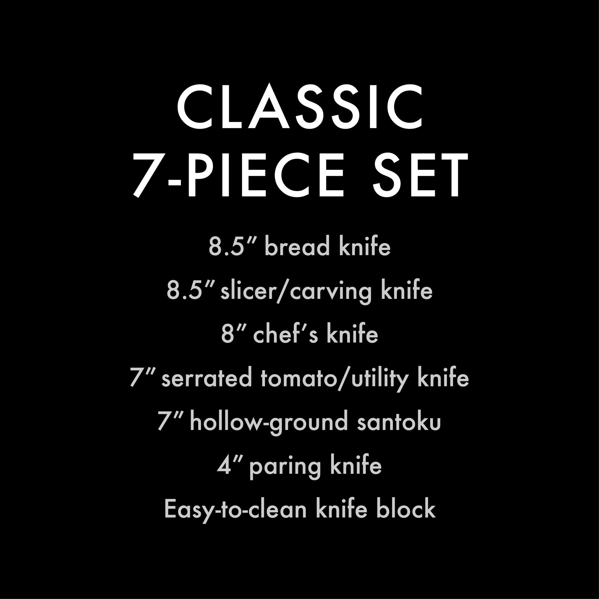 Schmidt Brothers - Carbon 6, 7-Piece Kitchen Knife Set, High-Carbon Stainless Steel Cutlery with Midtown Acacia and Acrylic Magnetic Knife Block