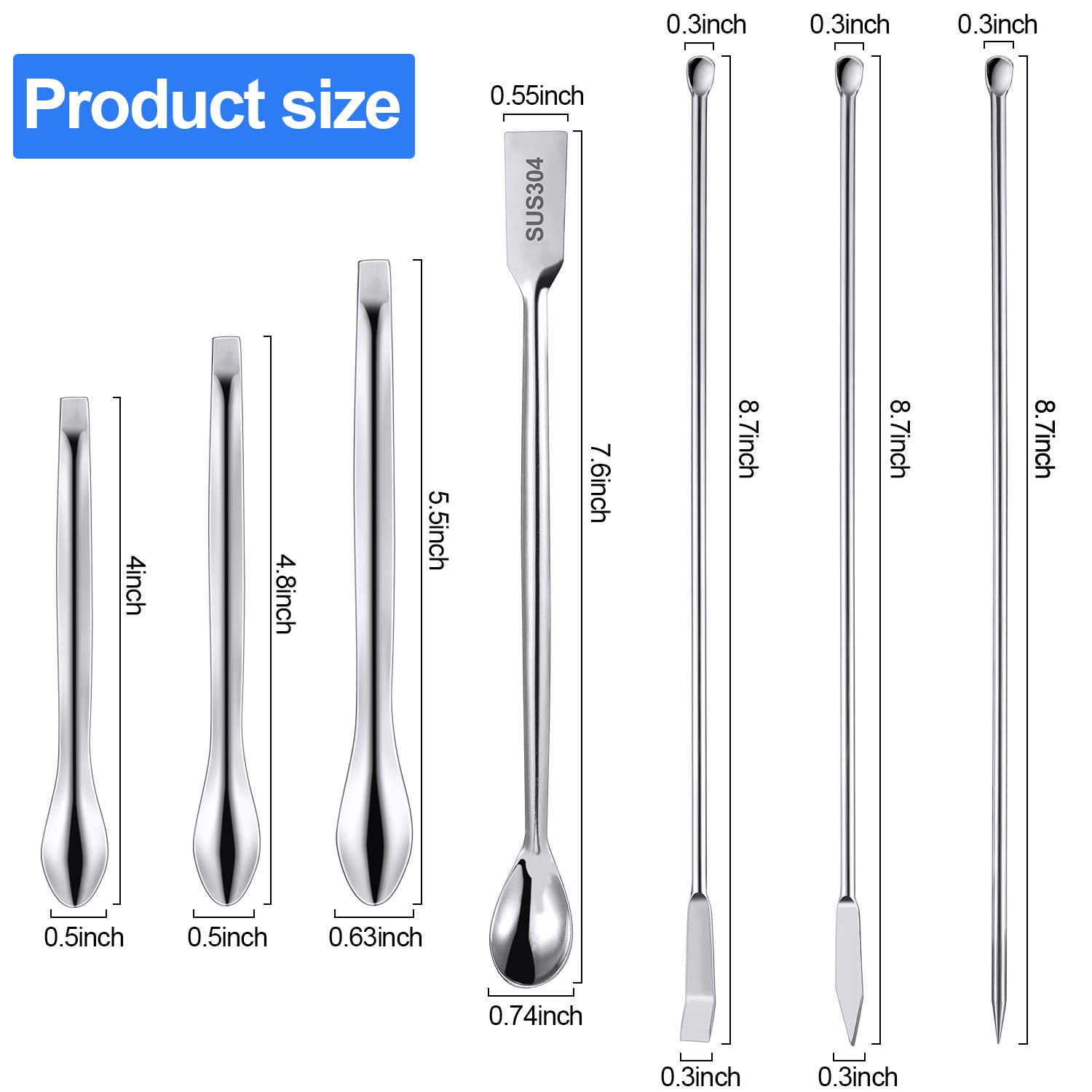 21 Pieces Stainless Steel Lab Spoon Spatula Micro Spoons Laboratory Mixing Spatula Sampling Measuring Scoop for Powders Gel Cap Filler