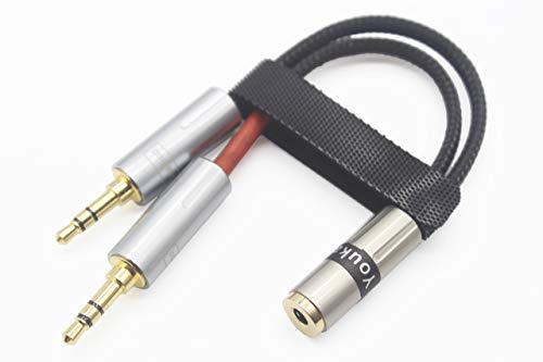 Youkamoo 2 x 3.5mm to 3.5mm Female Balanced 4 Pole 8 Core Silver Plated Headphone Earphone Audio Adapter Cable New in Box for PHA-3 Dual 3.5mm to 3.5mm Balanced