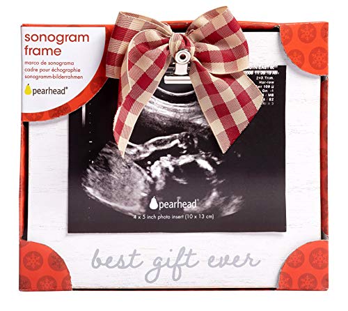 Pearhead Holiday Sonogram Picture Frame, Rustic Christmas Home Décor, Baby Announcement Frame, Nursery Gift for Expecting Moms, Christmas Ideas for New Moms