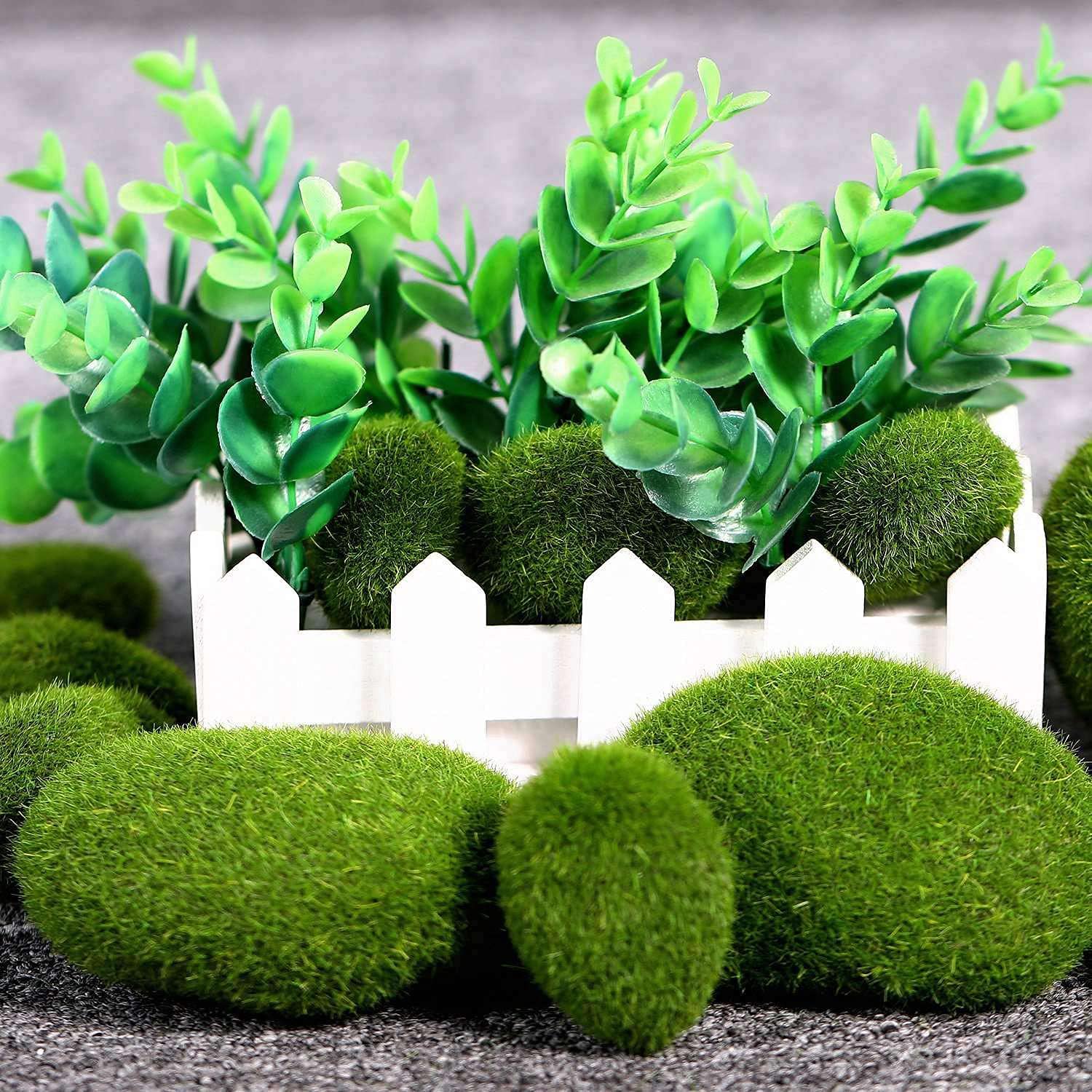 Boagkaah 36 Pieces 3 Size Artificial Moss Rocks Decorative, Green Moss Balls for Floral Arrangements Gardens and Crafting
