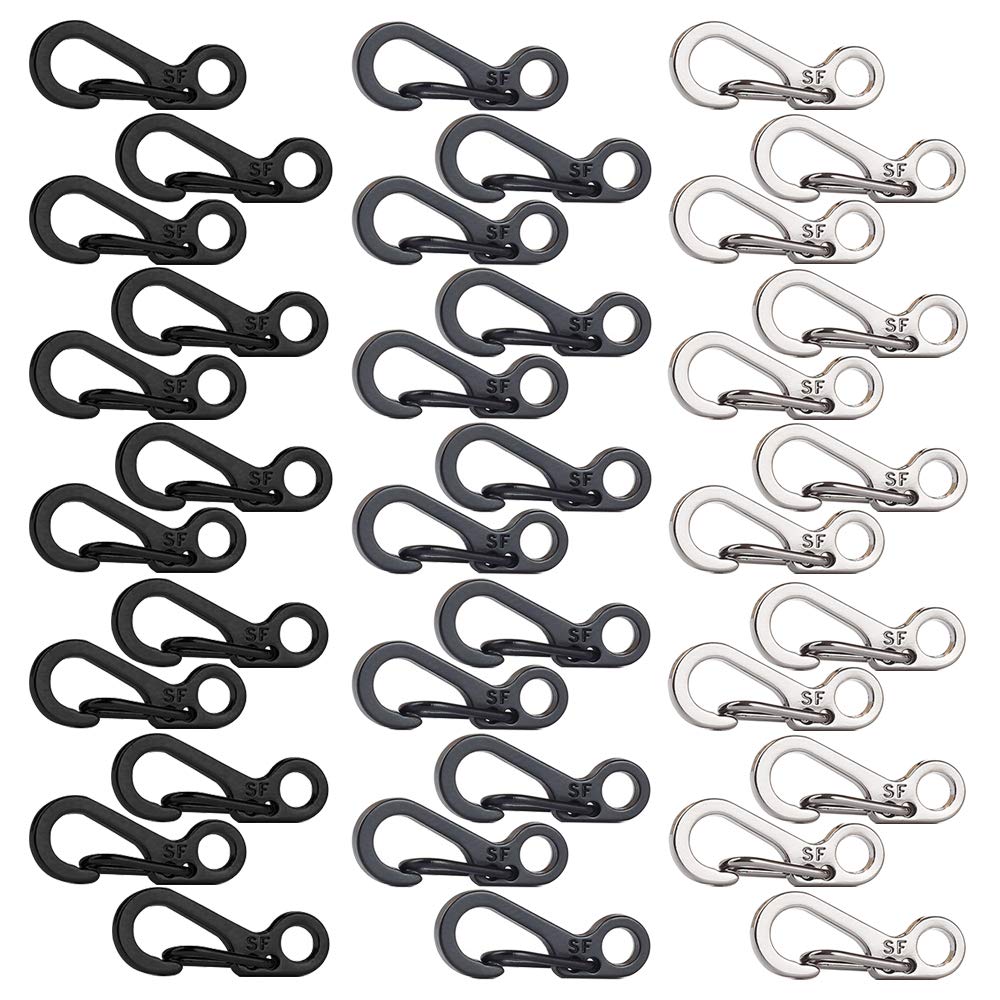 36 PCS Mini Carabiners for Climbing, ECANGO Small Durable Metal Spring Backpack Clasps for Paracord Camping EDC Keychain Clips Spring Snap Hook Tactical Survival Gear (3 Colors)
