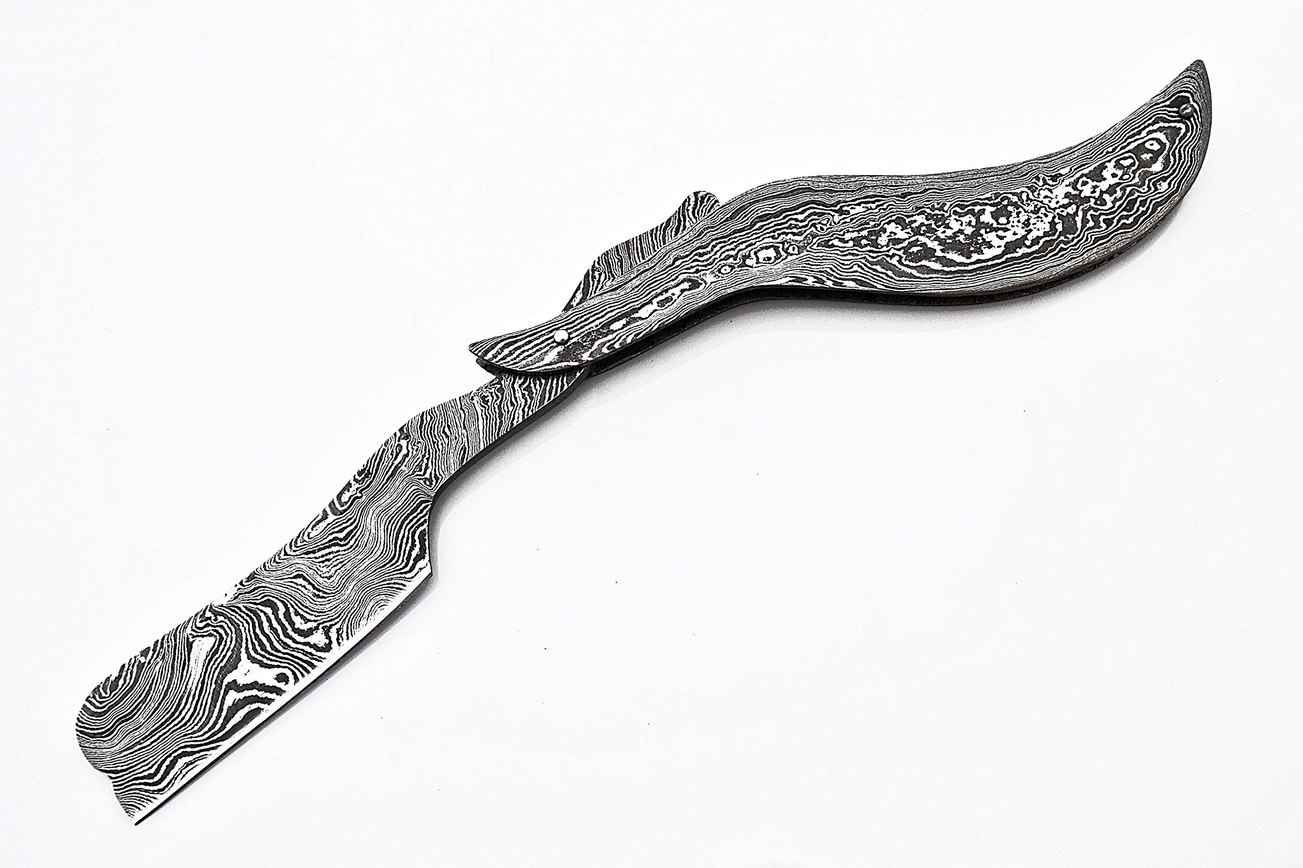 Hand Made Damascus Steel Straight Razor Folding Razor With Shaving Ready Classic Barber Blade Edge, Men Straight Razor, Leather Case + Strop, Close Shave, Great Gift R-85