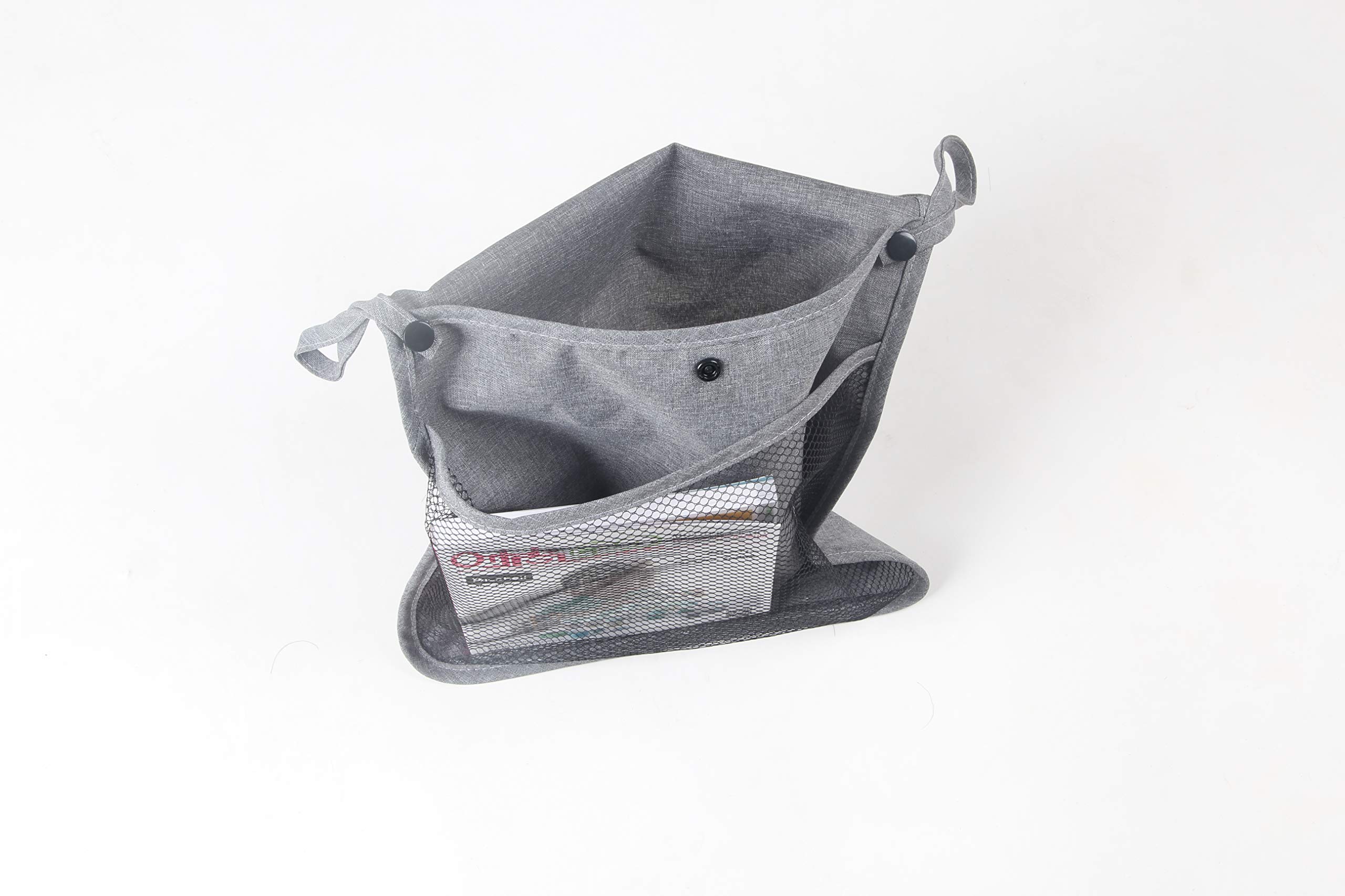 Eunika Baby Stroller Organizer Storage Bag (3 Pcs), Kid Stroller Accessories Travel Hanging, Snap Button Dual Layered Pocket Pram Accessories, Free Gifts Stroller Hooks Black Stroller Mesh Bag