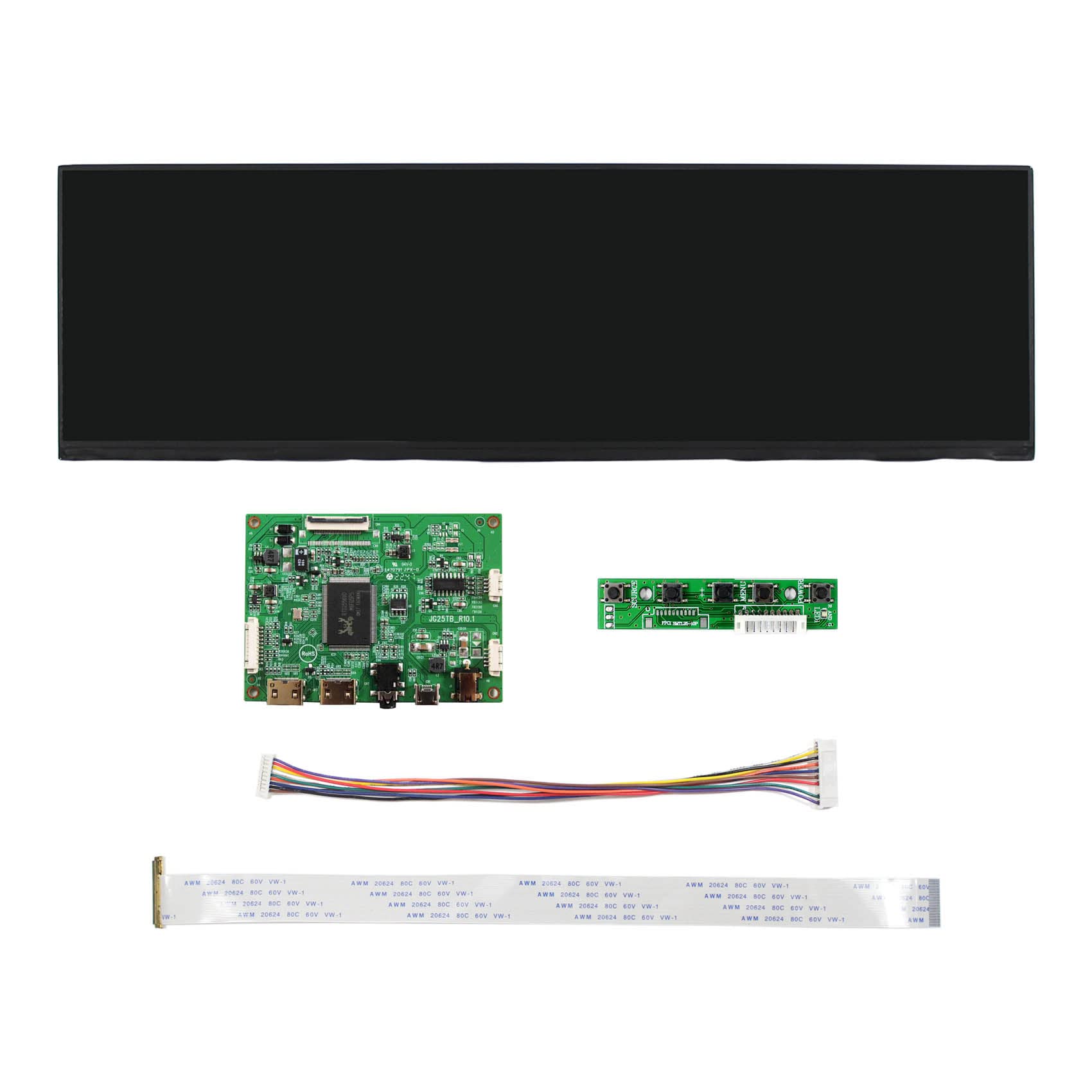 VSDISPLAY 12.6" NV126B5M-N41 12.6inch 1920X515 LCD Screen Work with 2 HD-MI Mini LCD Controller VS-RTD2556HM-V1