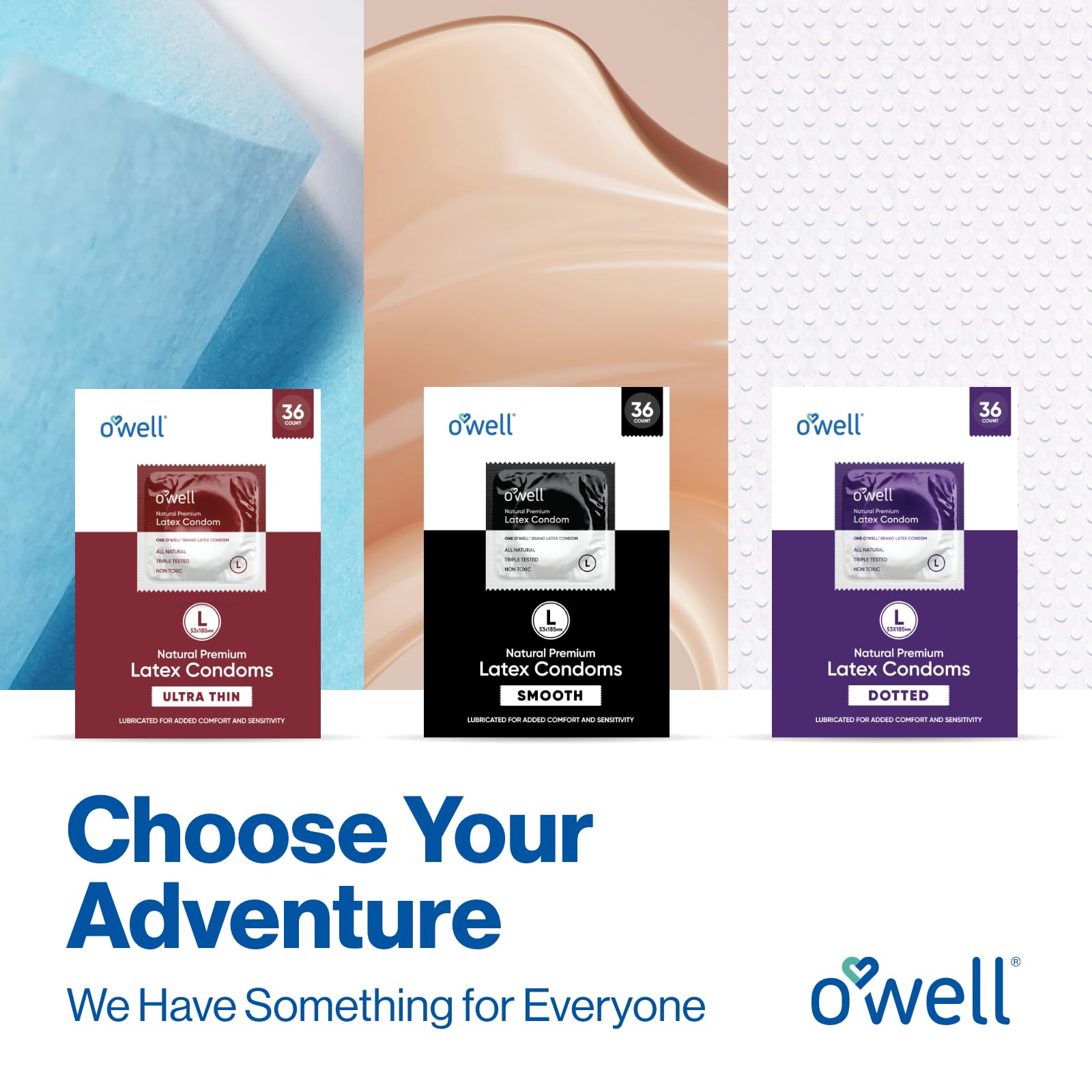 36 Latex, Ultra-Thin Condoms β Triple-Tested Lubricated Condoms with a Silicone Base for Comfortable Birth Control & Pleasure β Natural Latex Condoms for Men (2 x 7.2 in. Flat) by OWELL, Large