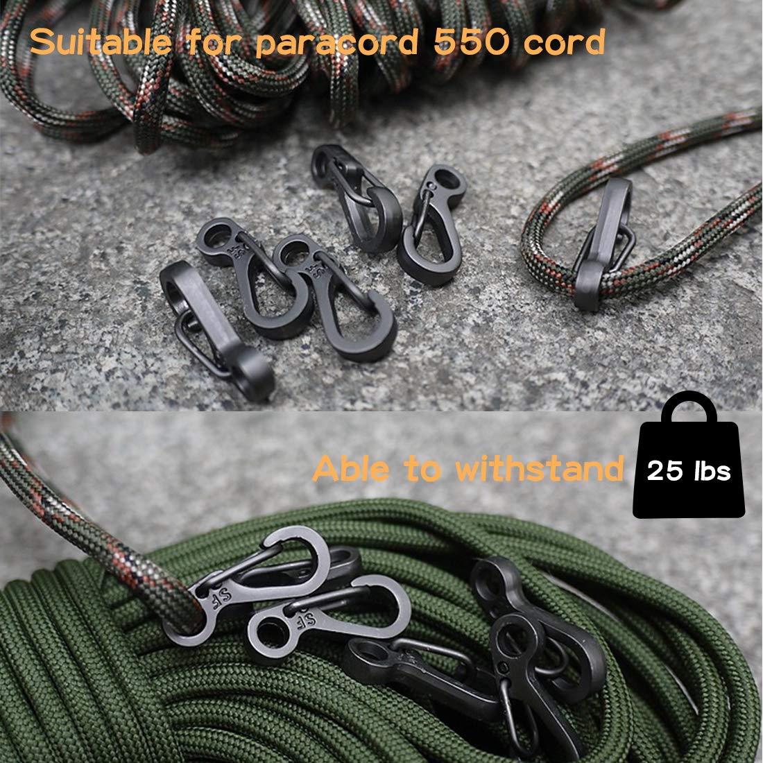 30PCS Mini SF Carabiner Clips Small Spring Snap Hook Tiny Carabiners Buckle Backpack Clasps EDC Keychain for Camping Bottle Using Accessories Paracod Tactical Survival Gear ( 3 Colors)