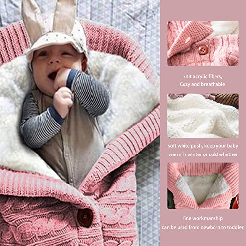 insular Warm Baby Sleeping Bag Envelope Winter Kid Sleepsack Footmuff Stroller Knitted Sleep Sack Newborn Knit Wool Swaddling Blanket (Gray)