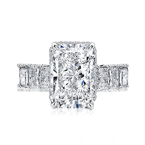 4.0 ct Radiant Cut Eternity Women's Engagement Ring, Simulated Diamond Promise Ring in 925 Sterling Silver (Size:10)