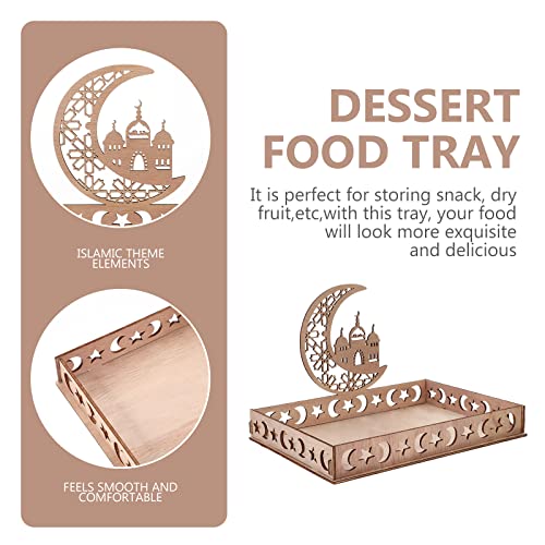 Cabilock Ramadan Tray Decorative Table Tray Dessert Food Tray Desktop Table Decor