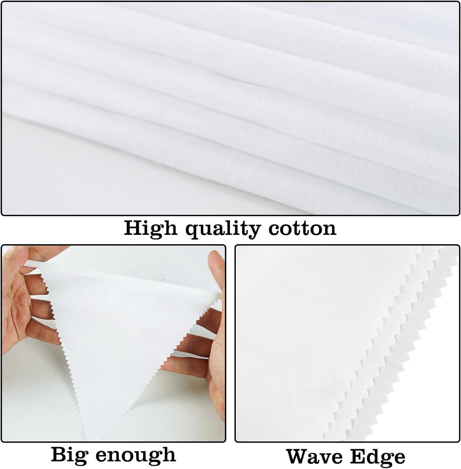 GCQQ 40Ft White Pennant Flags Banner, Soft Fabric Bunting Banner, 42pcs Large Pennant Flags Banner for Anniversary, Engagement, Wedding Baby Bridal Shower Party Decorations