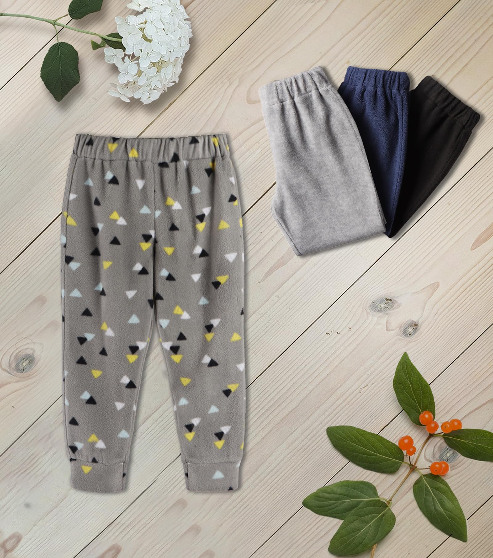 GLASH Kids Toddler Boys Girls Unisex Sweatpants,4pcs Casual Heated Micro Fleece Winter Pants, Triangle 2T