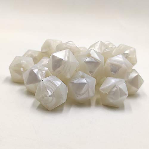 30pcs Pearl White Color 17mm Silicone Icosahedron Beads Silicone Pearl Beads Silicone Geometry Polygon Beads Mom Jewelry Necklace Making