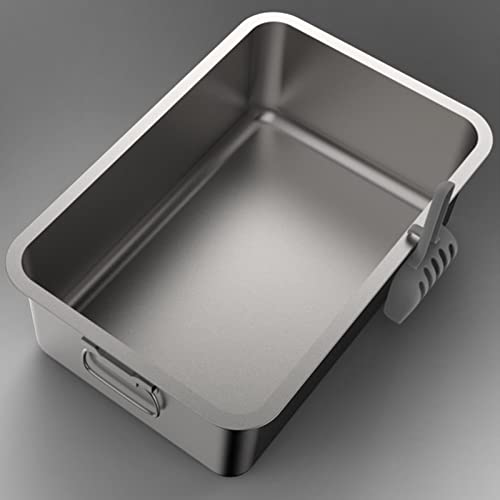 Colcolo Kitten Cat Litter Box Stainless Steel Rounded Edges with High Sides Semi Enclosed, 45x35x10cm