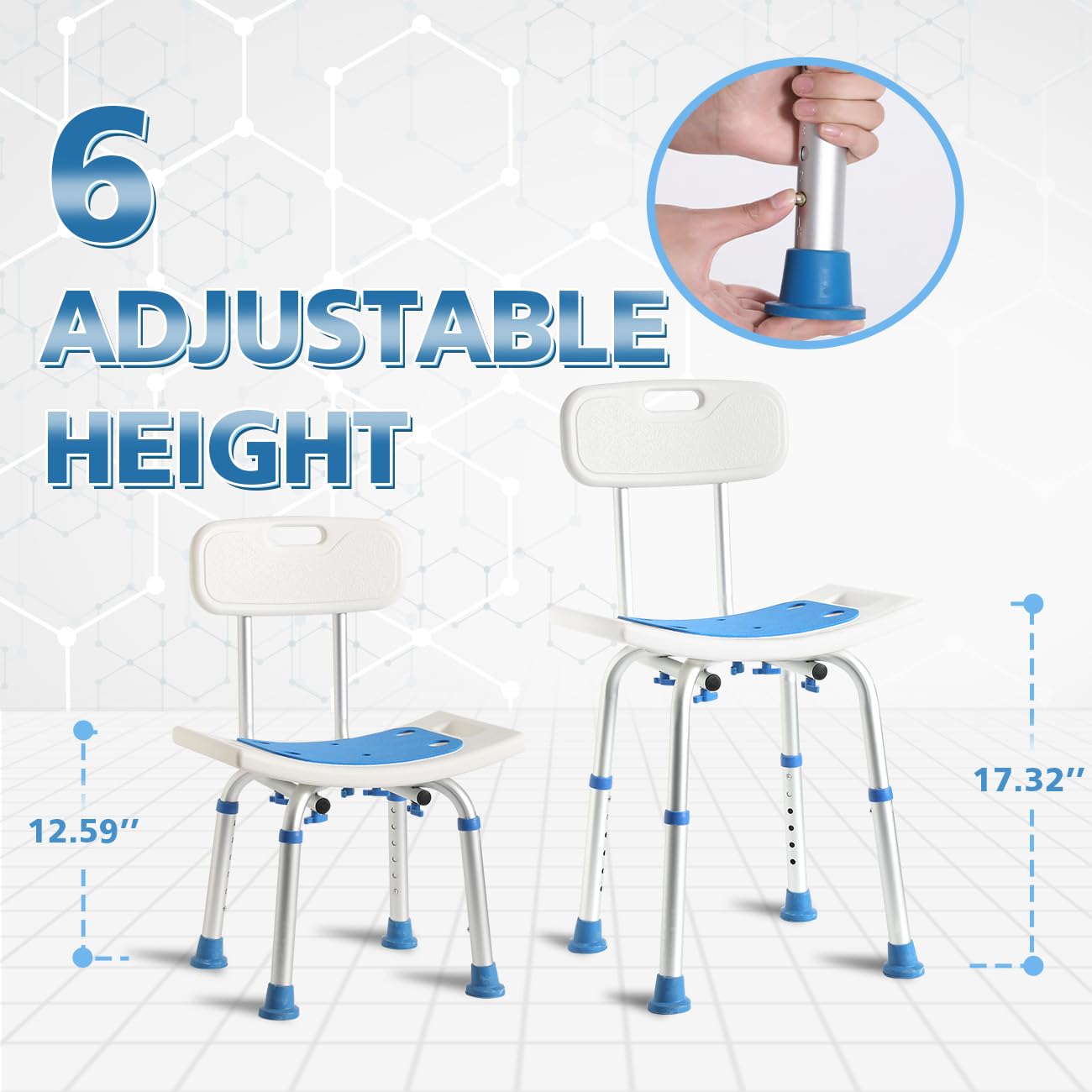 FSA/HSA Eligible Shower Chair with Back, Shower Seat for Inside Shower, Tool-Free Shower Stool for Inside Shower, Waterproof Shower Chair for Inside Bathtub for Elderly/Handicap by DUALECO