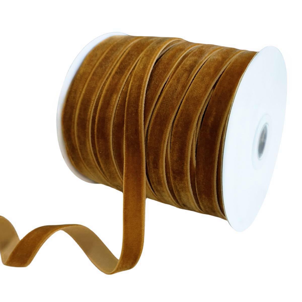 Abbaoww 50 Yards Vintage Brown Velvet Ribbon 3/8 Inch for Gift Wrapping Wedding Decoration DIY Project (Brown)