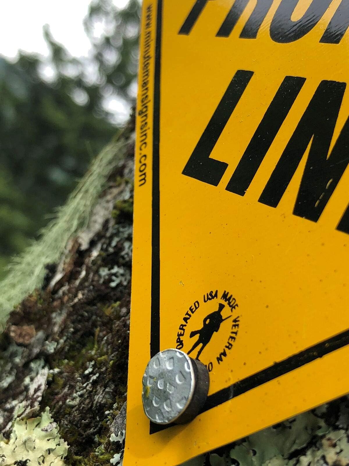 No Trespassing, No Hunting, No Fishing, Boundary Marker, Small, Diamond, Aluminum, Yellow, 10 Pack