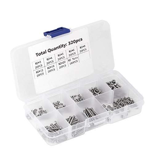 Screw 320pcs M2 Machine Screws Set Stainless Steel Nuts Fasteners for Laptop/Hard Disk/Keyboard/Phone/PC Hardware Accessories